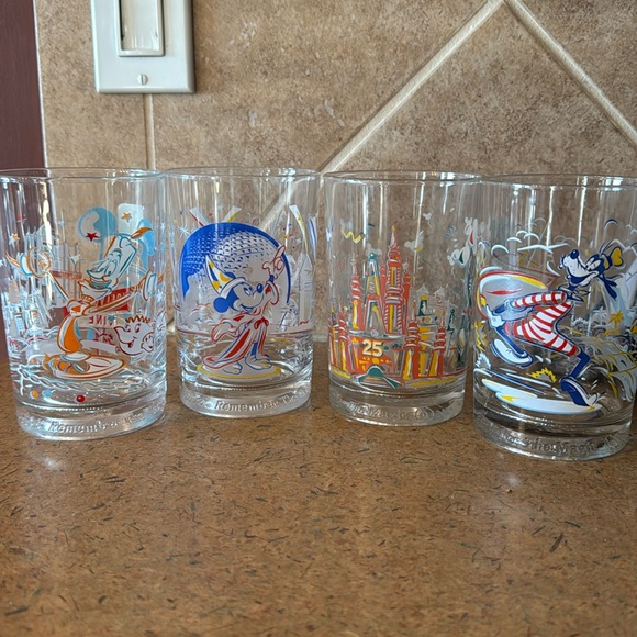 Disney | Dining | Disney World 25th Anniversary 4 Glass Set | Poshmark
